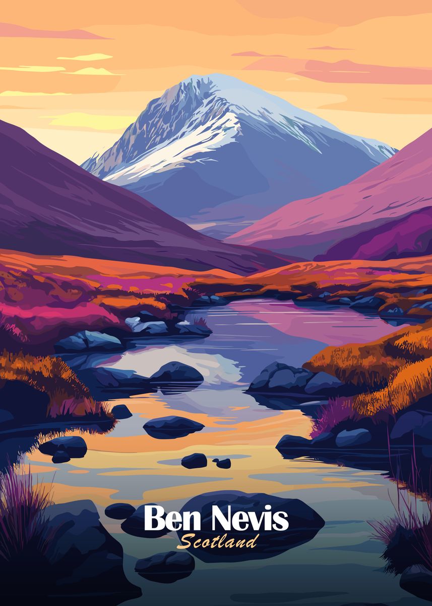 'Ben Nevis Mountain Landscape' Poster, picture, metal print, paint by ...