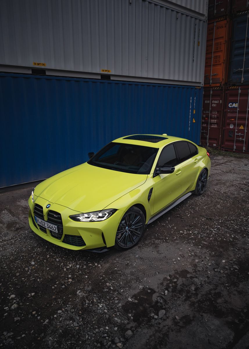'BMW M3 Competition Sao Paulo Yellow' Poster, picture, metal print ...