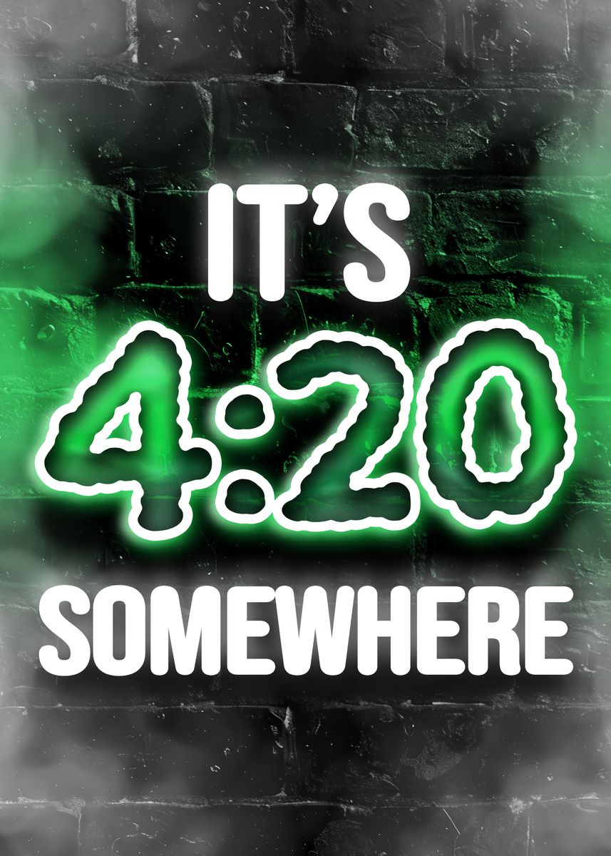'weed 420 Somewhere Neon Sign' Poster, picture, metal print, paint by ...