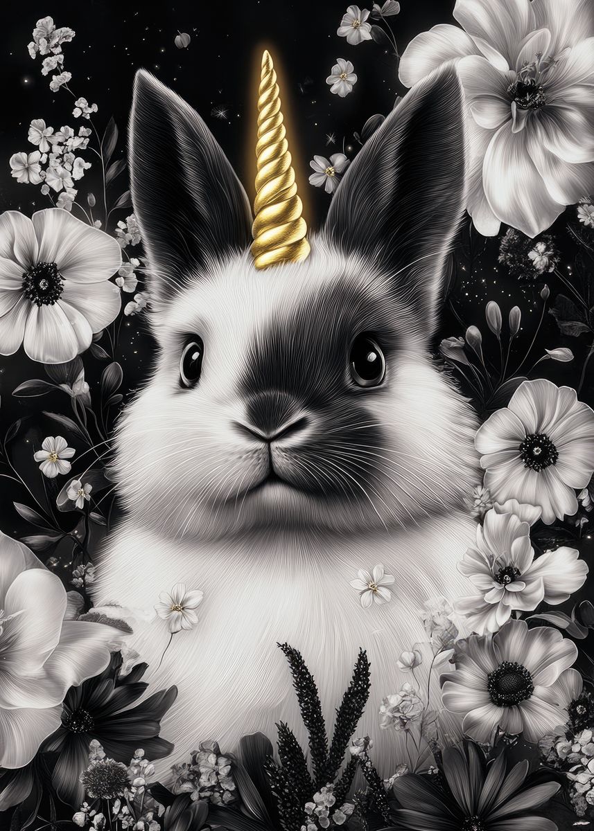 'Unicorn Bunny' Poster, picture, metal print, paint by Kimora | Displate