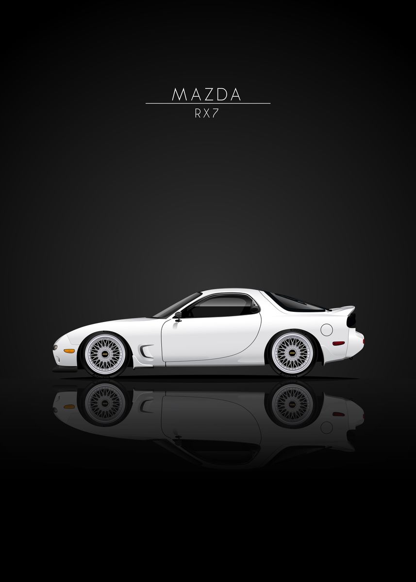 'Mazda RX7 Side View' Poster, picture, metal print, paint by Ahmad Nur ...