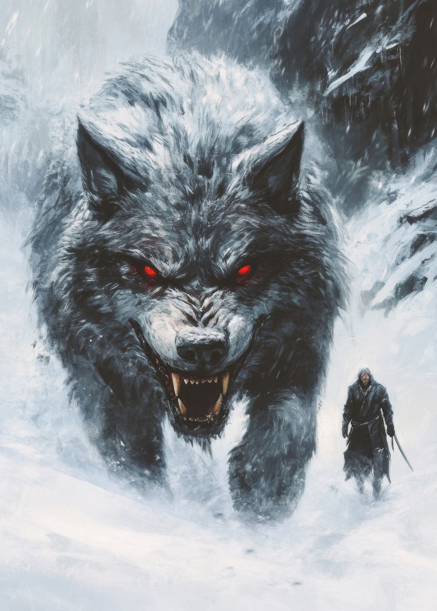 'Giant Wolf Encounter' Poster, picture, metal print, paint by Byrdyak ...