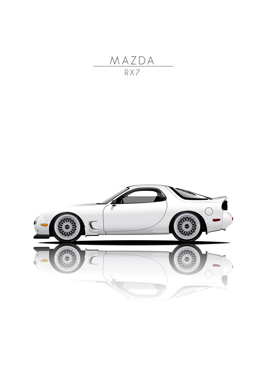 'Mazda RX7 Side Profile' Poster, picture, metal print, paint by Ahmad ...