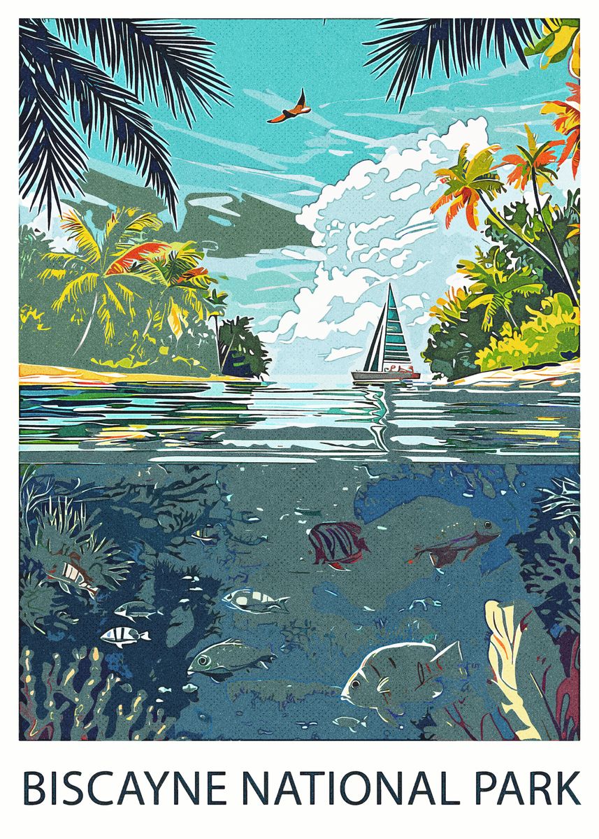 'Biscayne National Park' Poster, picture, metal print, paint by ...