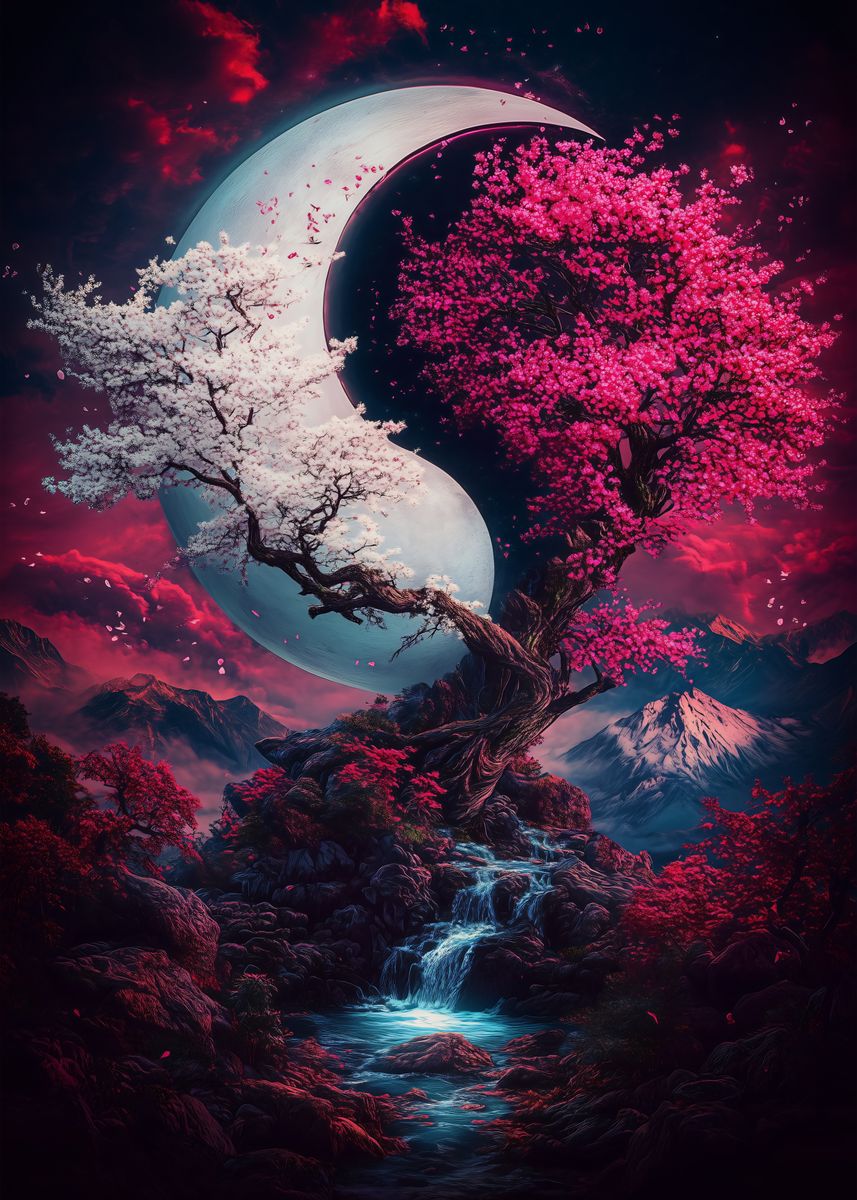 'Crescent Moon Tree' Poster, picture, metal print, paint by ...