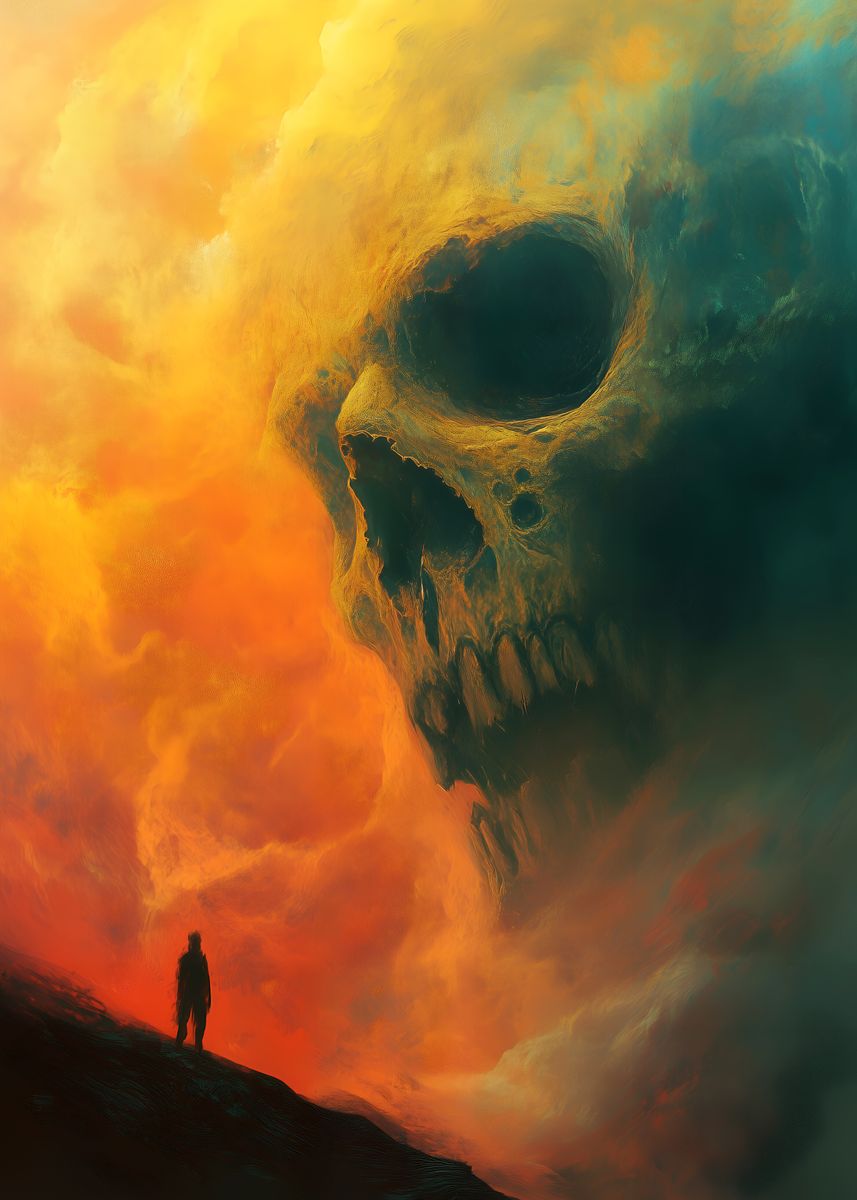 'Giant Skull in the Hell's Sky' Poster, picture, metal print, paint by ...