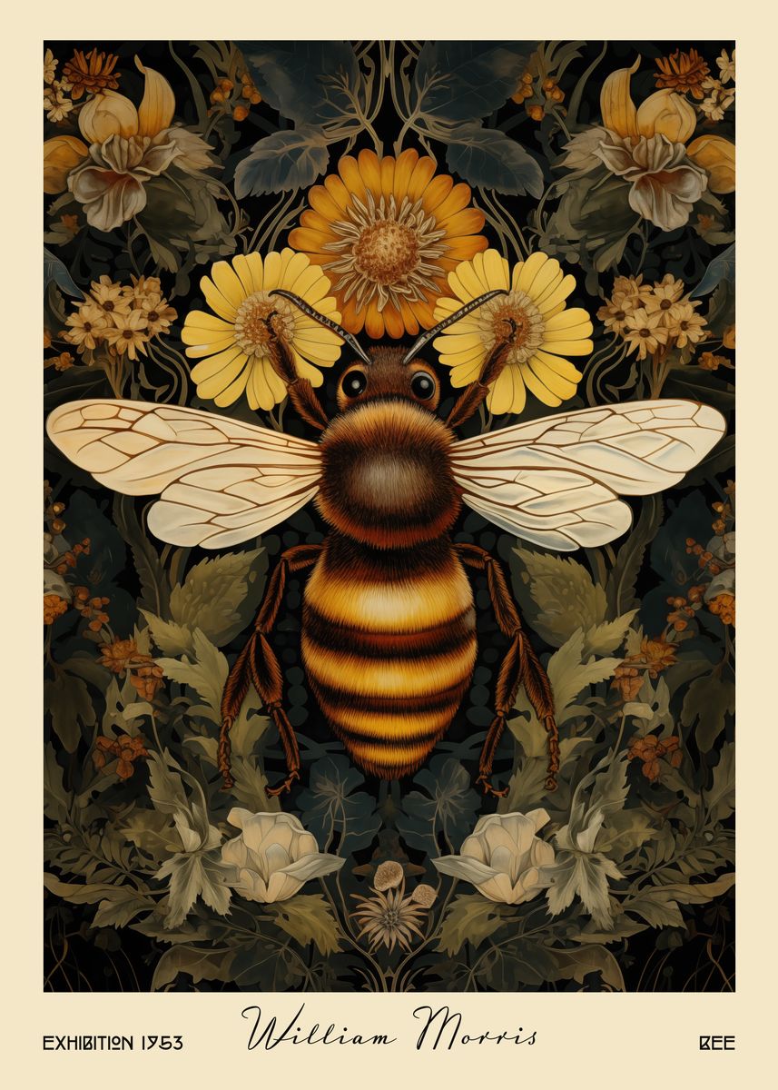 'William Morris Bee and Flowers Art' Poster, picture, metal print ...