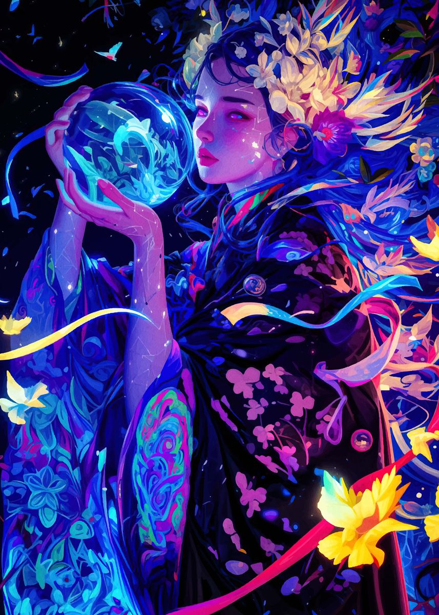 'Mystical Woman with Orb' Poster, picture, metal print, paint by Eileen ...