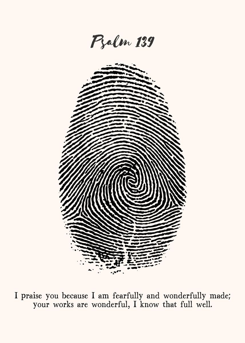 'Psalm 139 Fingerprint Art, Bible verse decor, Biblical quote ...