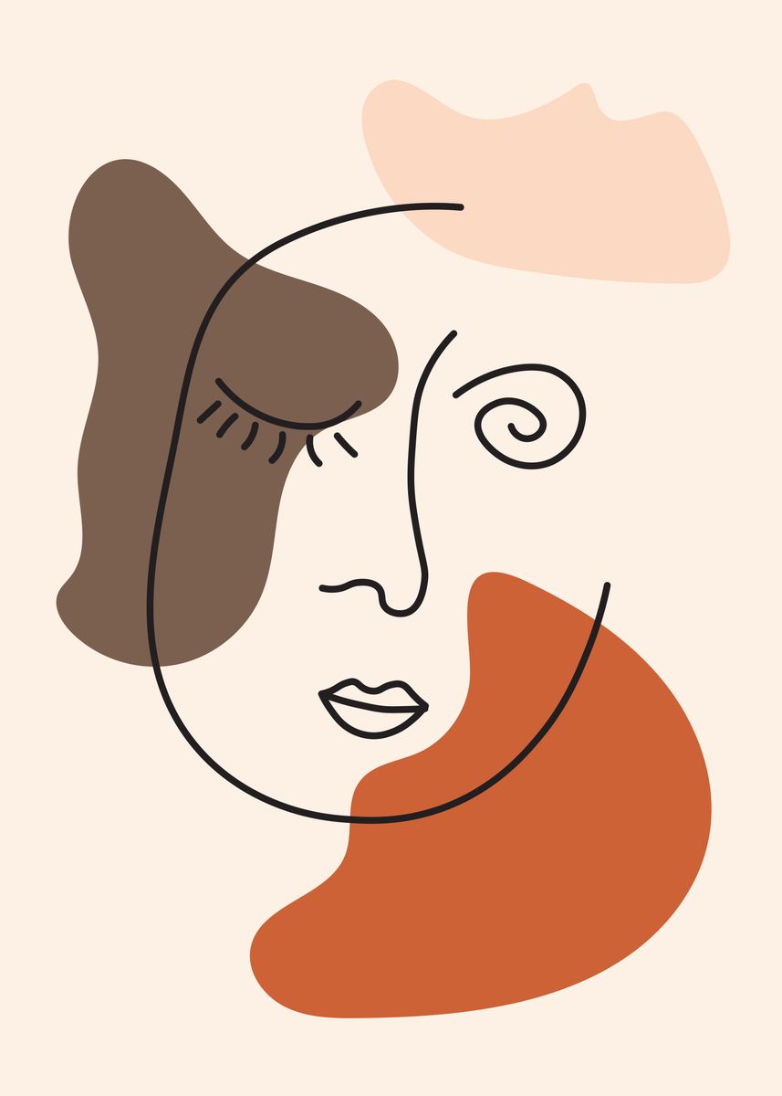 'Abstract Line Art Face' Poster, picture, metal print, paint by Art ...