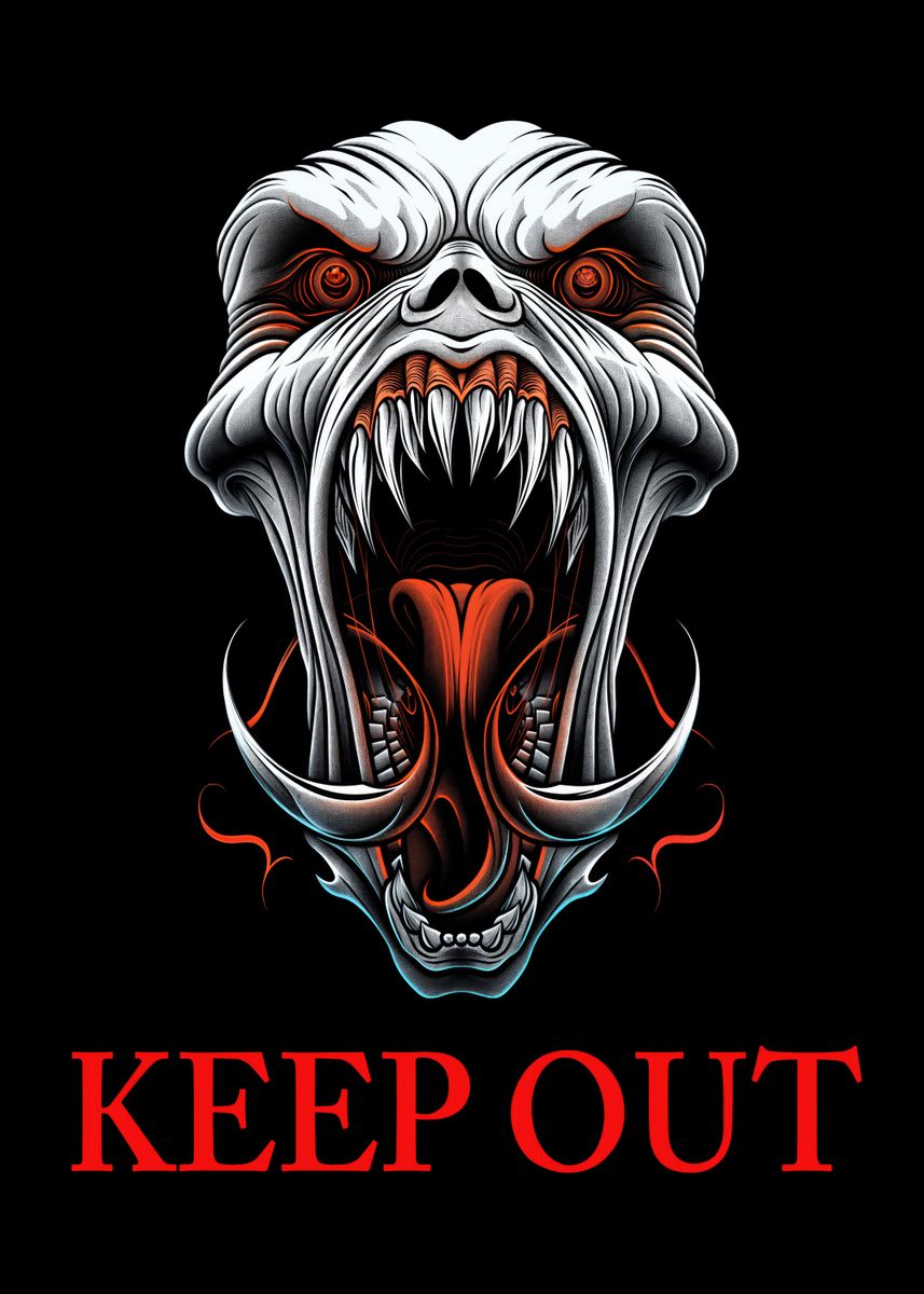 'Monster Skull Keep Out' Poster, picture, metal print, paint by Tooples ...