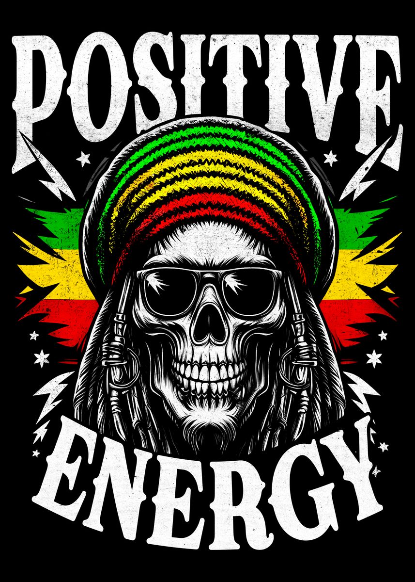 'Positive Energy Skull' Poster, picture, metal print, paint by ...