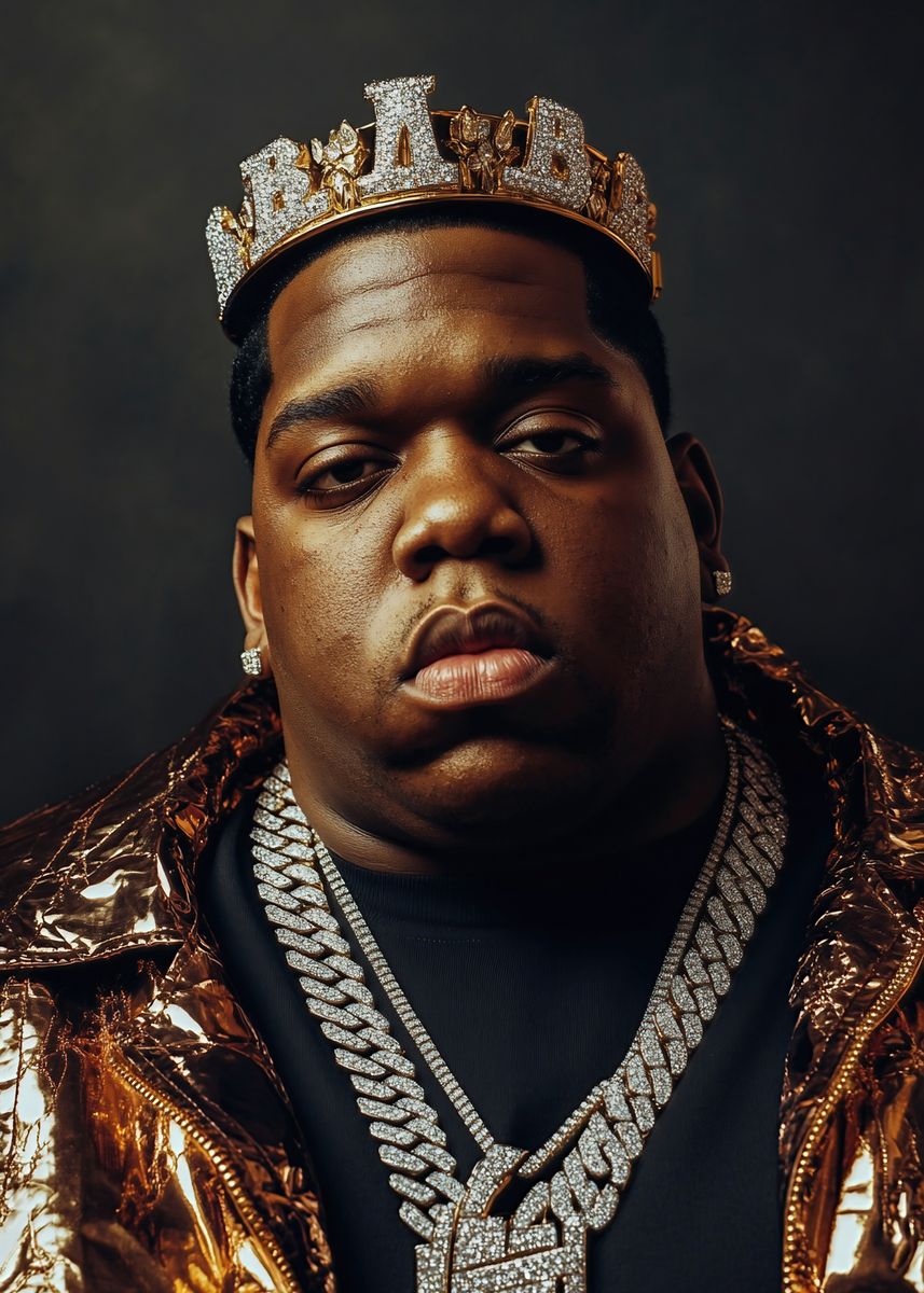 'Notorious BIG with Crown and Chains' Poster, picture, metal print ...