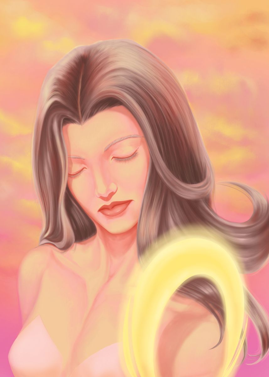 'Goddess with Halo' Poster, picture, metal print, paint by Blue Hexagon Studios LLC | Displate