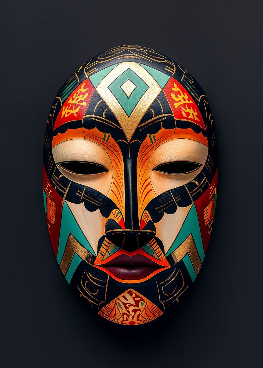 'Japanese Mask Art' Poster, picture, metal print, paint by SuperNova ...