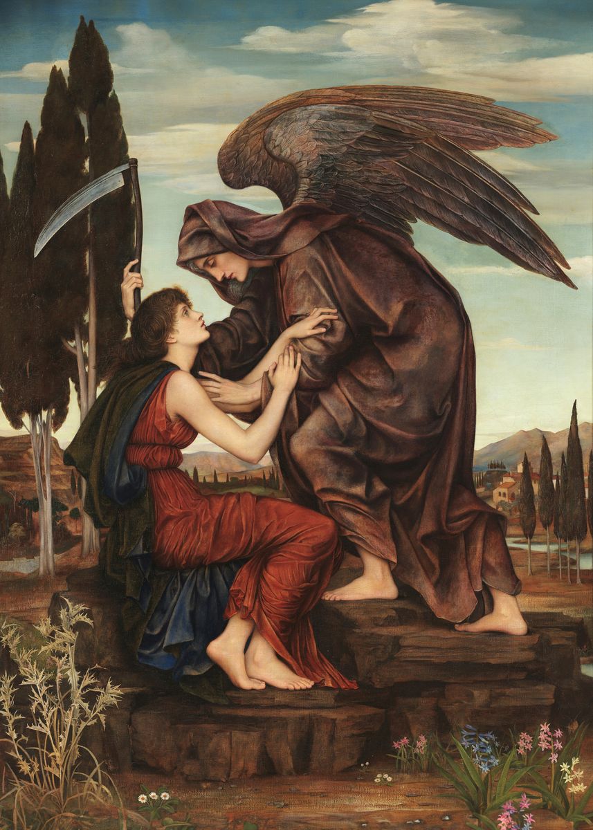 'Angel of Death and Woman' Poster, picture, metal print, paint by ...