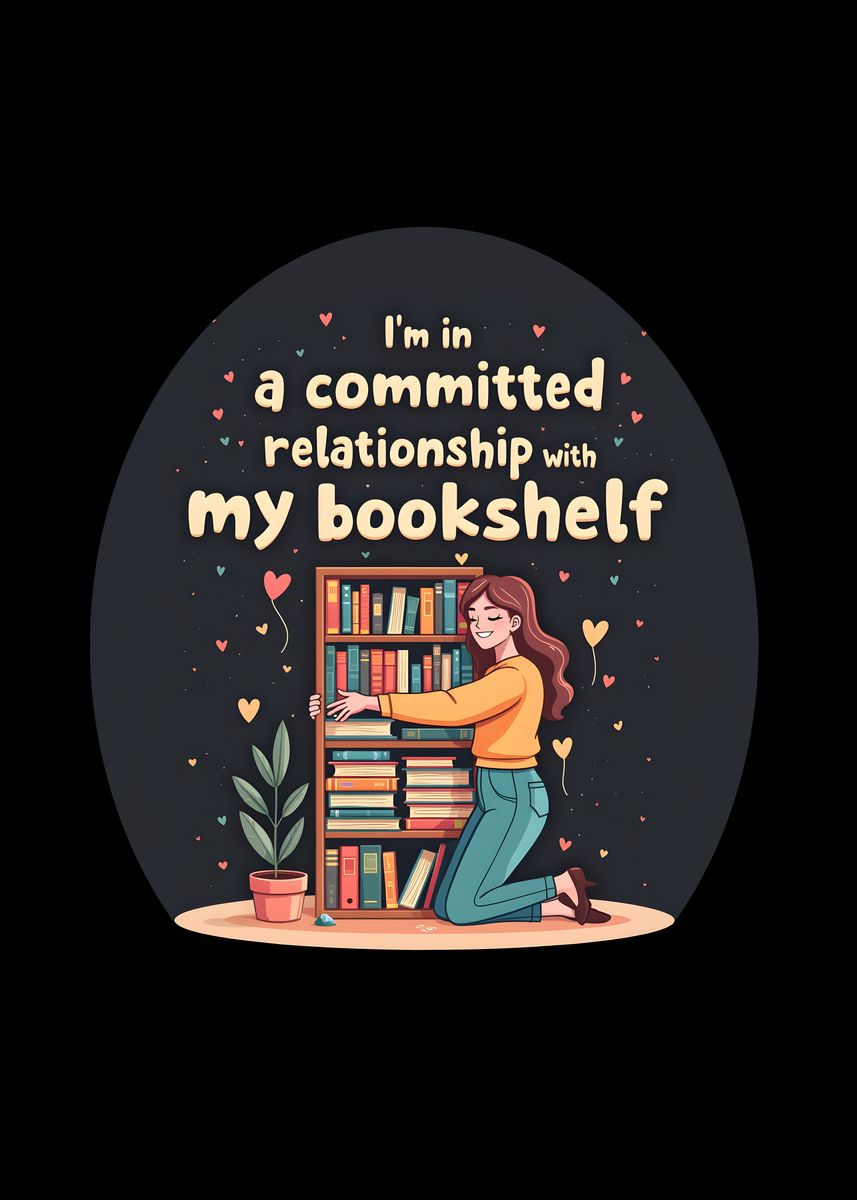 'Bookworm Love' Poster, picture, metal print, paint by L A | Displate