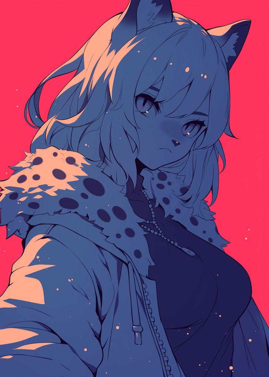 'Anime Girl with Cat Ears' Poster, picture, metal print, paint by Akai ...