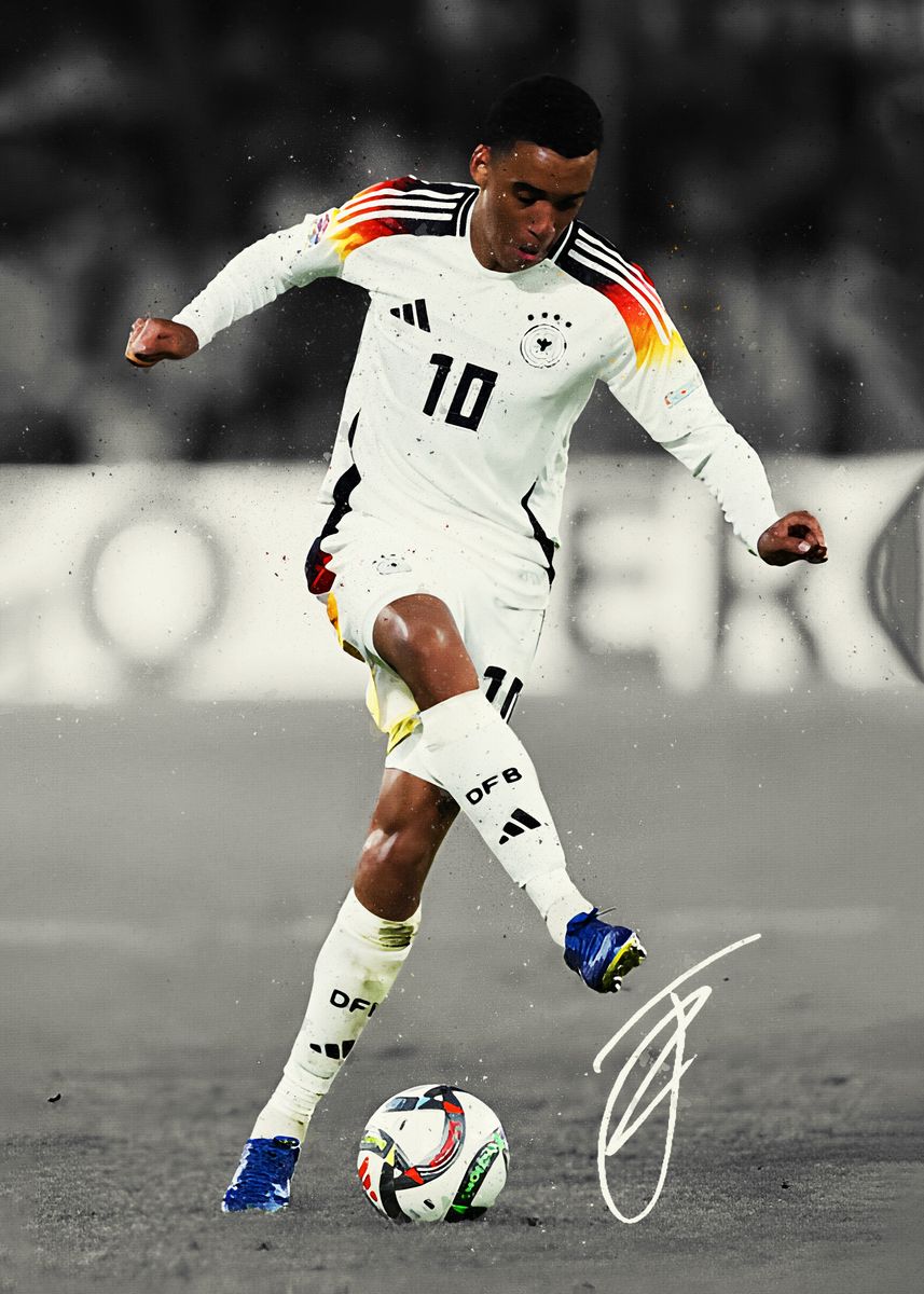 'Jamal Musiala Football Player Action' Poster, picture, metal print ...