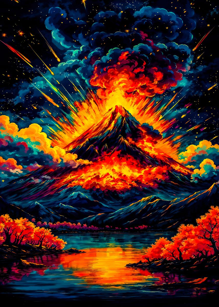 'Volcano Eruption' Poster, picture, metal print, paint by Pop art ...