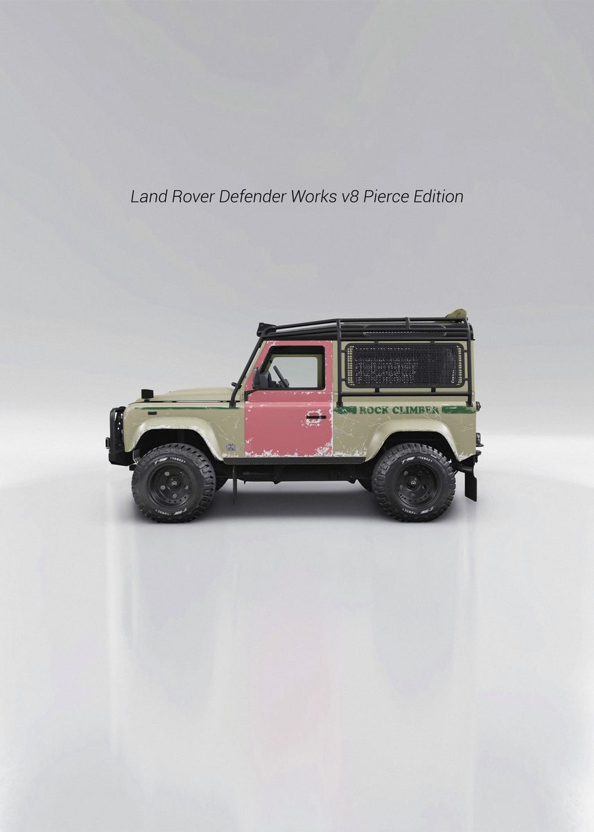 'Land Rover Defender Works v8' Poster, picture, metal print, paint by ...