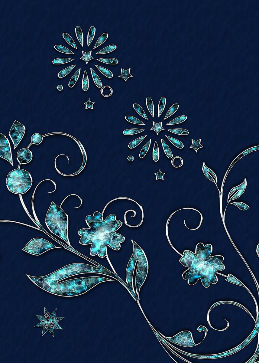 'Teal Floral Design' Poster, picture, metal print, paint by Affects ...