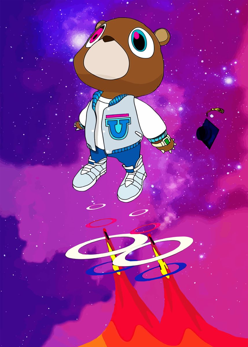 'Kanye West Bear in Space' Poster, picture, metal print, paint by ...