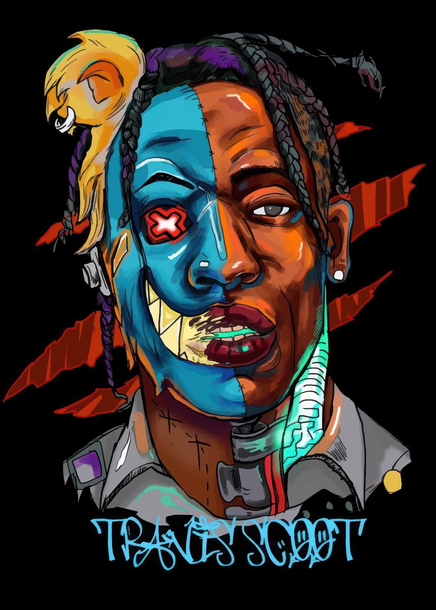 'Travis Scott Digital Art' Poster, picture, metal print, paint by ...