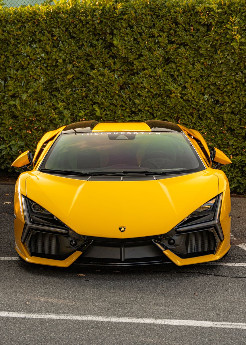 'Yellow Lamborghini Revuelto V12 Sports Car' Poster, picture, metal ...