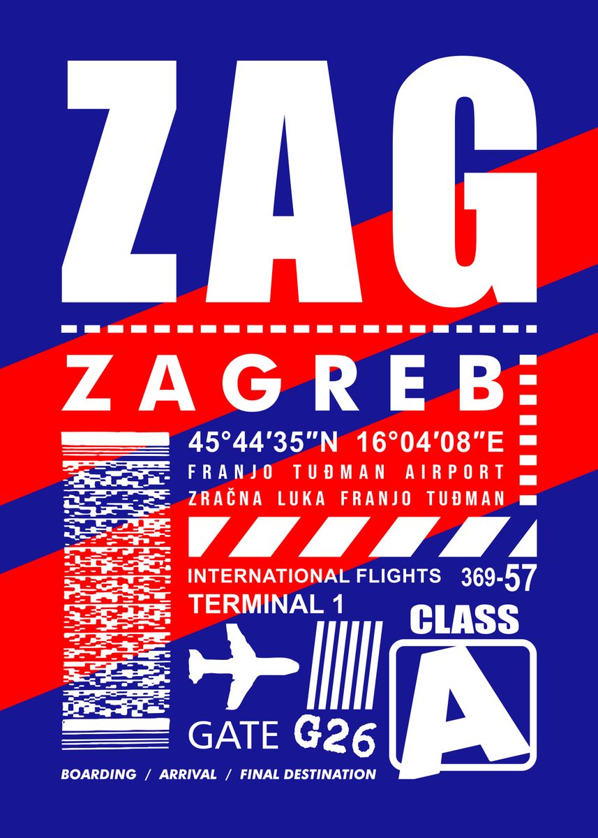 'ZAG Zagreb Airport' Poster, picture, metal print, paint by ALMA Studio ...