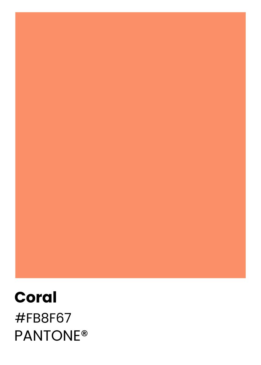 'Pantone Coral Color Swatch' Poster, picture, metal print, paint by ...