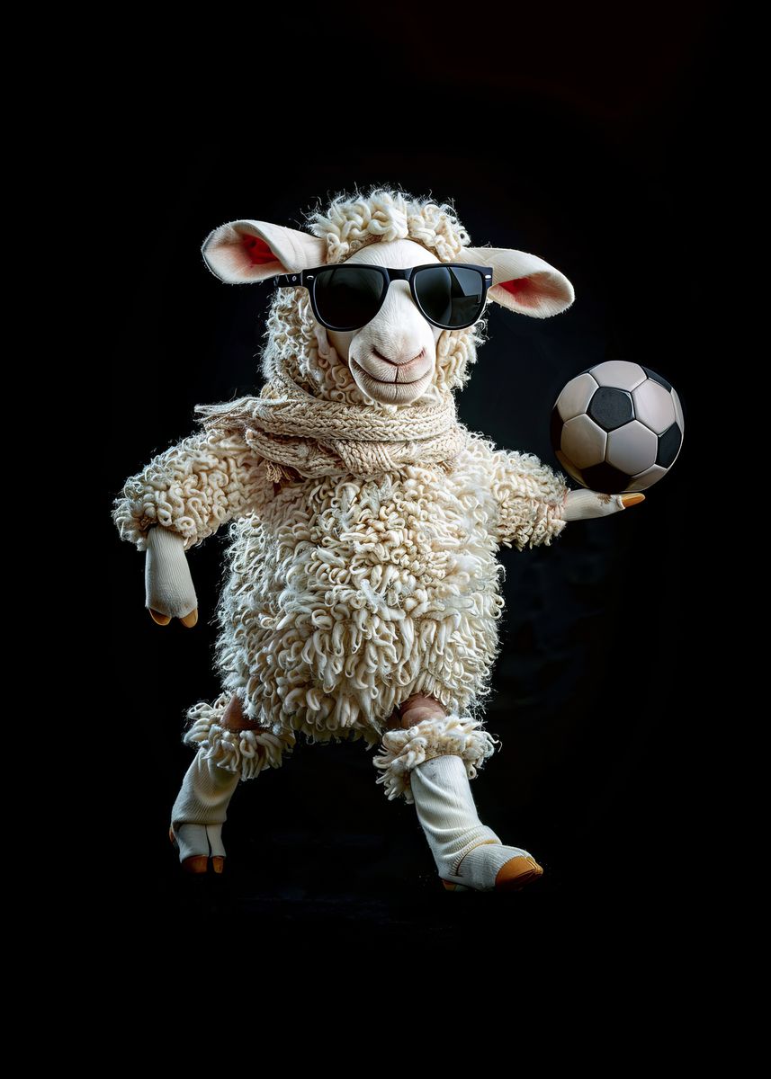 'Sheep with Soccer Ball' Poster, picture, metal print, paint by Henning ...