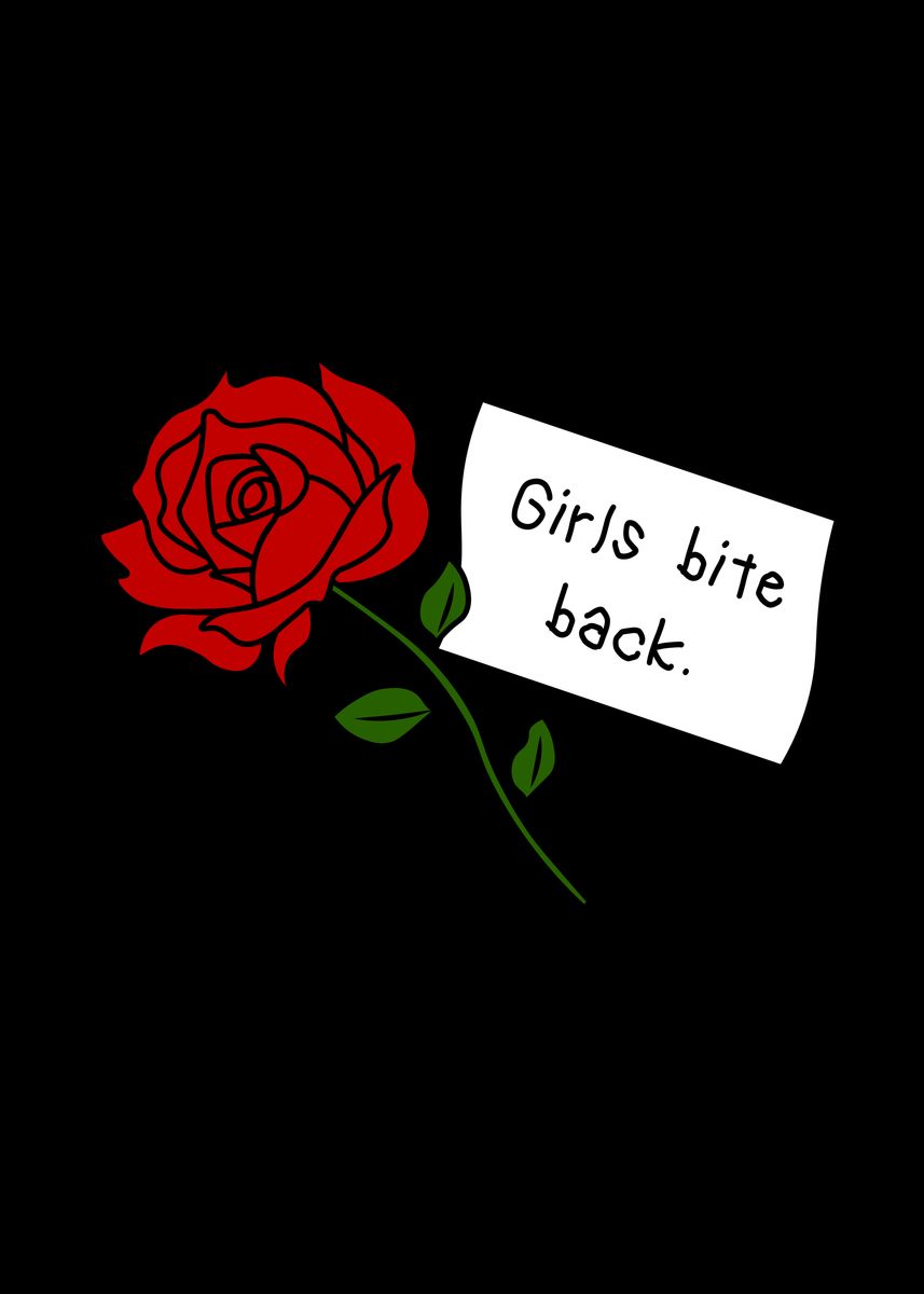 'Red Rose Girls Bite Back' Poster, picture, metal print, paint by L A ...