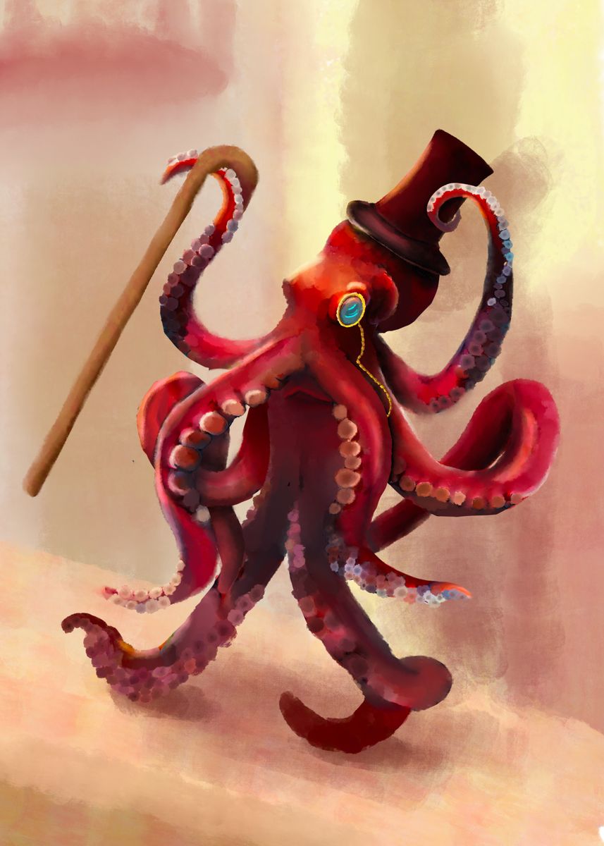 'Dapper Octopus' Poster, picture, metal print, paint by | Displate