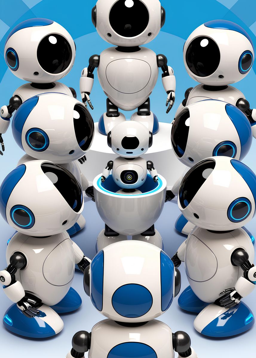 'Robot Circle' Poster, picture, metal print, paint by GIGUGI | Displate