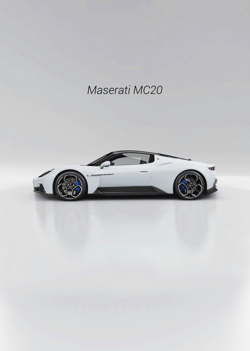 'Maserati MC20' Poster, picture, metal print, paint by One Line Artist ...