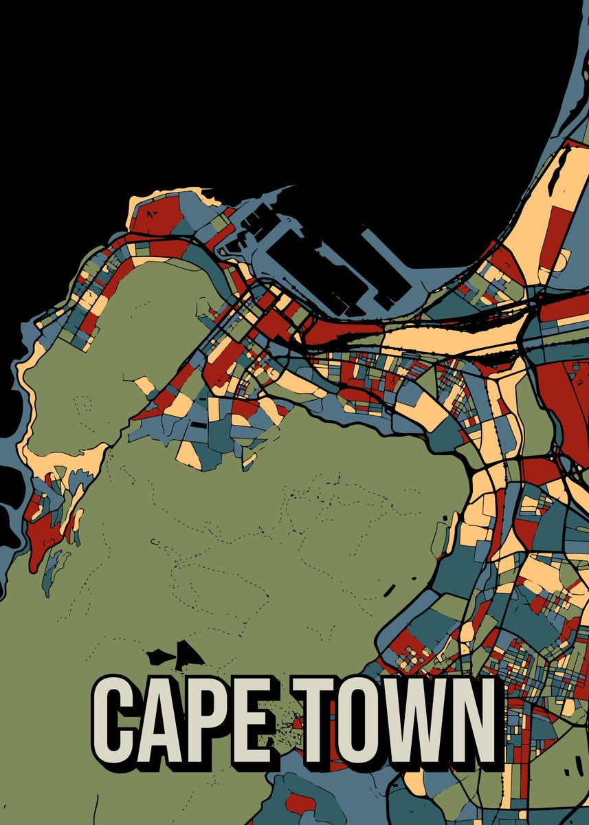 'Cape Town Earthtone Africa City Map' Poster, picture, metal print ...
