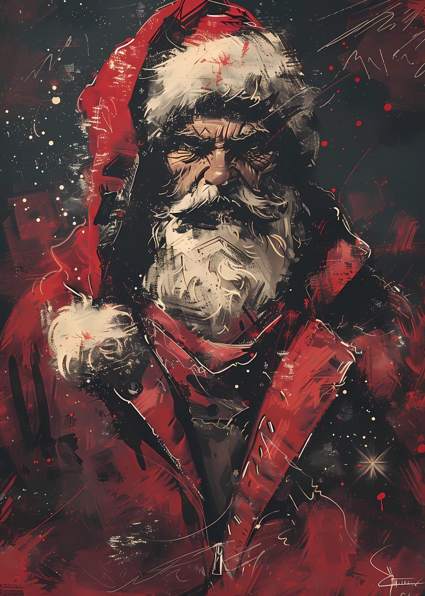 'Dark Santa Portrait' Poster, picture, metal print, paint by ...