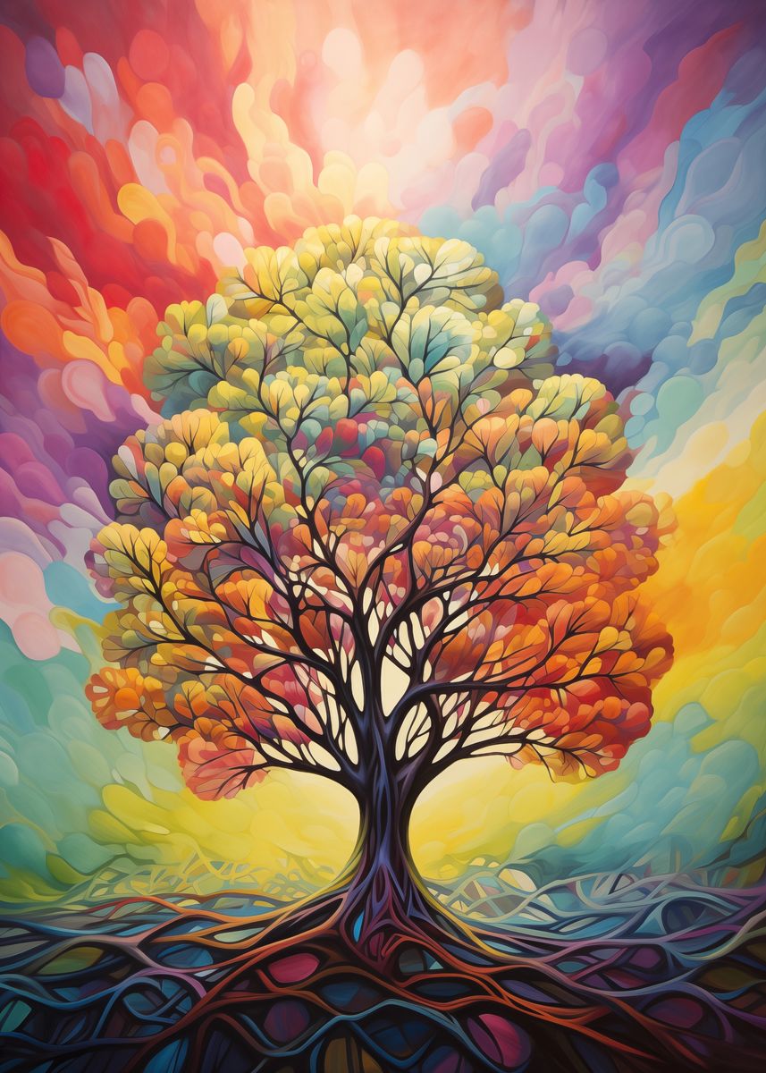 'Colorful Tree Painting' Poster, picture, metal print, paint by Geo Art ...