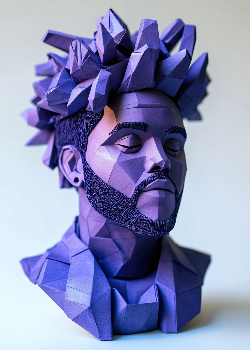 'Purple Origami Bust The Weeknd' Poster, picture, metal print, paint by ...