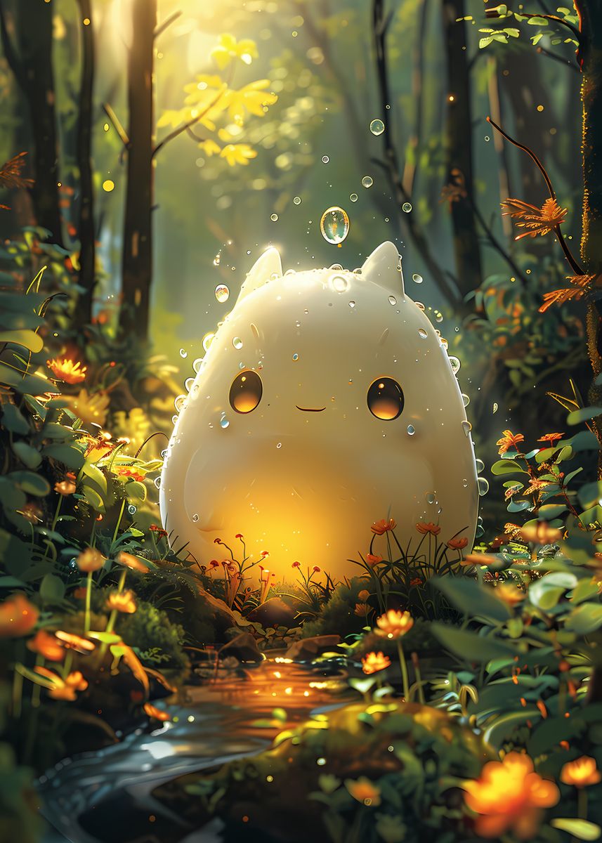 'Cute Forest Spirit' Poster, picture, metal print, paint by Wildlife ...