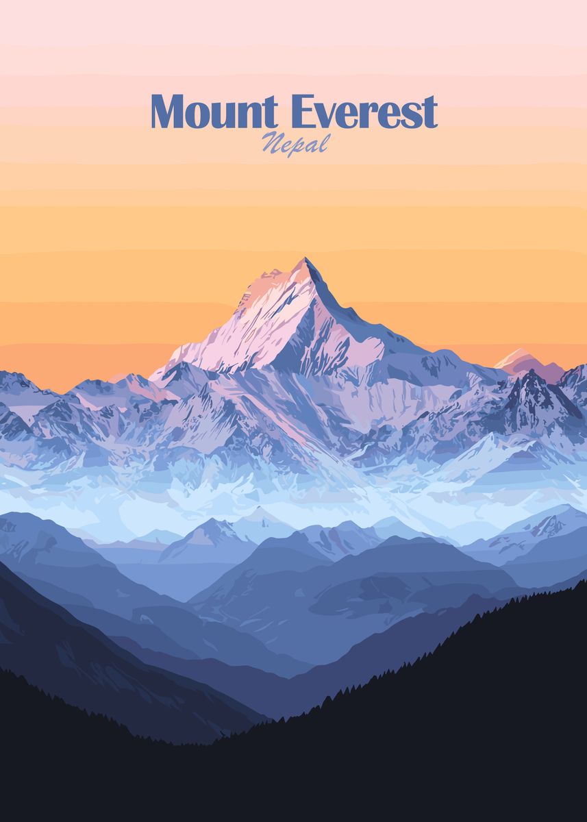 'Mount Everest Illustration' Poster, picture, metal print, paint by ...