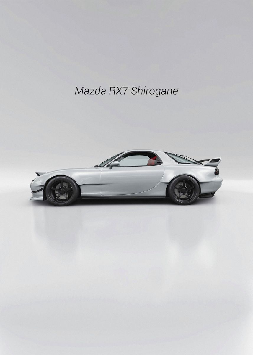 'Mazda RX7 Shirogane' Poster, picture, metal print, paint by One Line ...