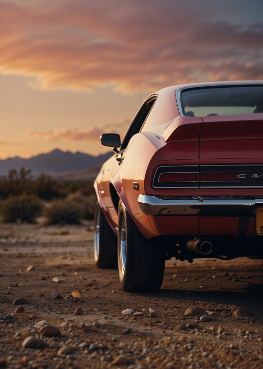 'Classic Car Sunset' Poster, picture, metal print, paint by Scorpio ...