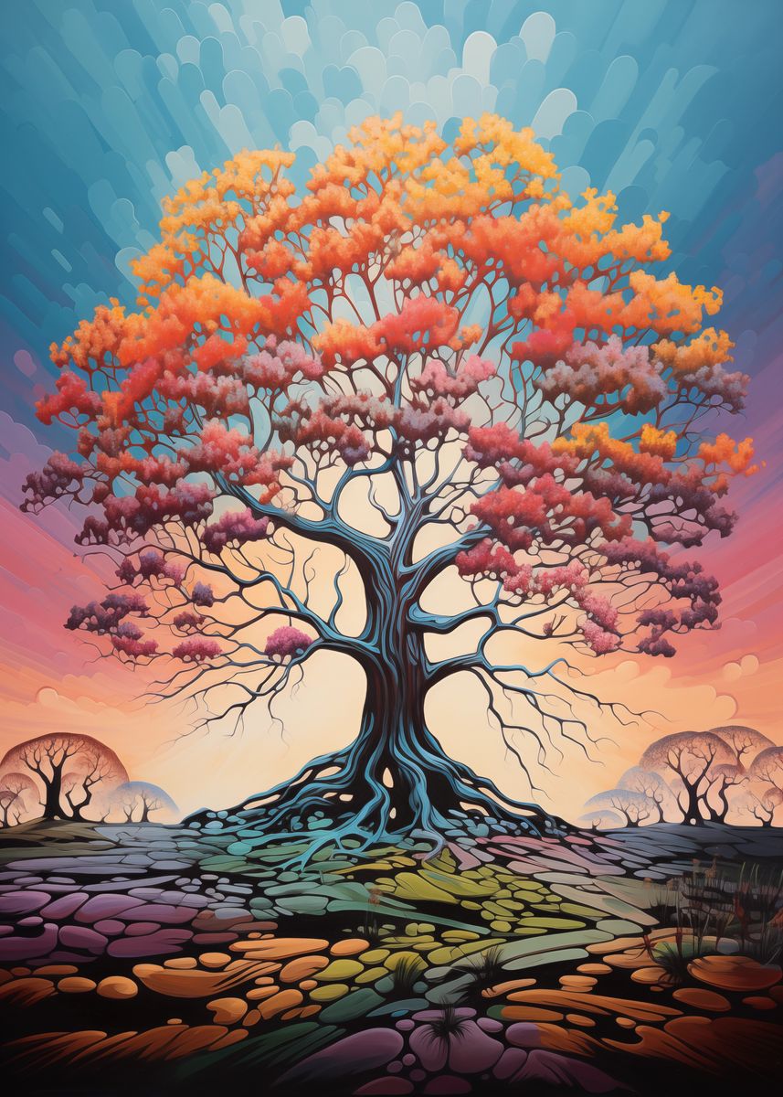 'Vibrant Tree Painting' Poster, picture, metal print, paint by Geo Art ...