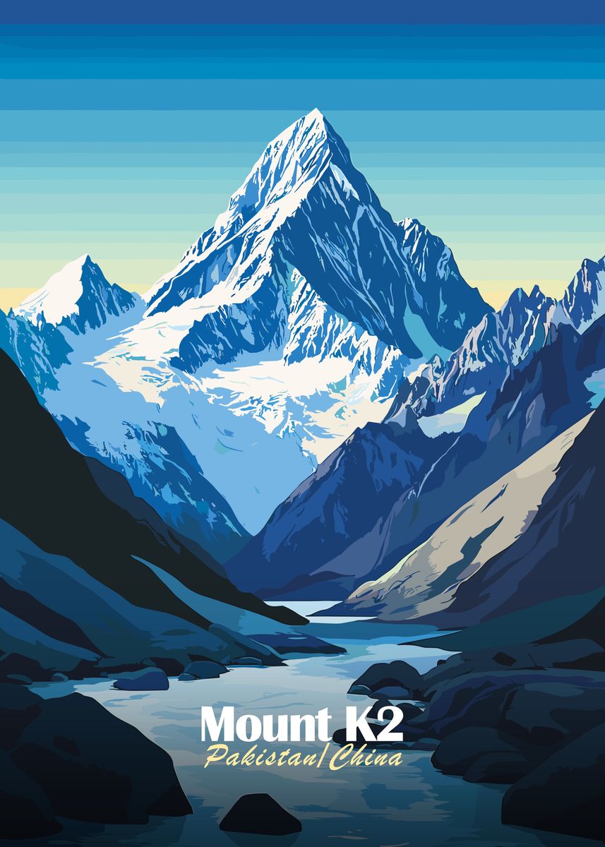 'Mount K2 Landscape' Poster, picture, metal print, paint by Mason Clark | Displate