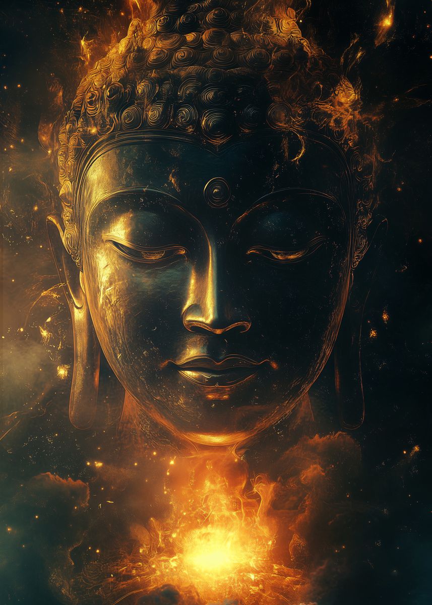 'Buddha in Flames' Poster, picture, metal print, paint by K3xiao | Displate