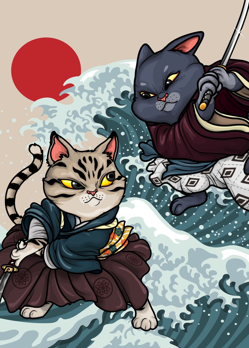 'Samurai Cats' Poster, picture, metal print, paint by lagisatset582 ...