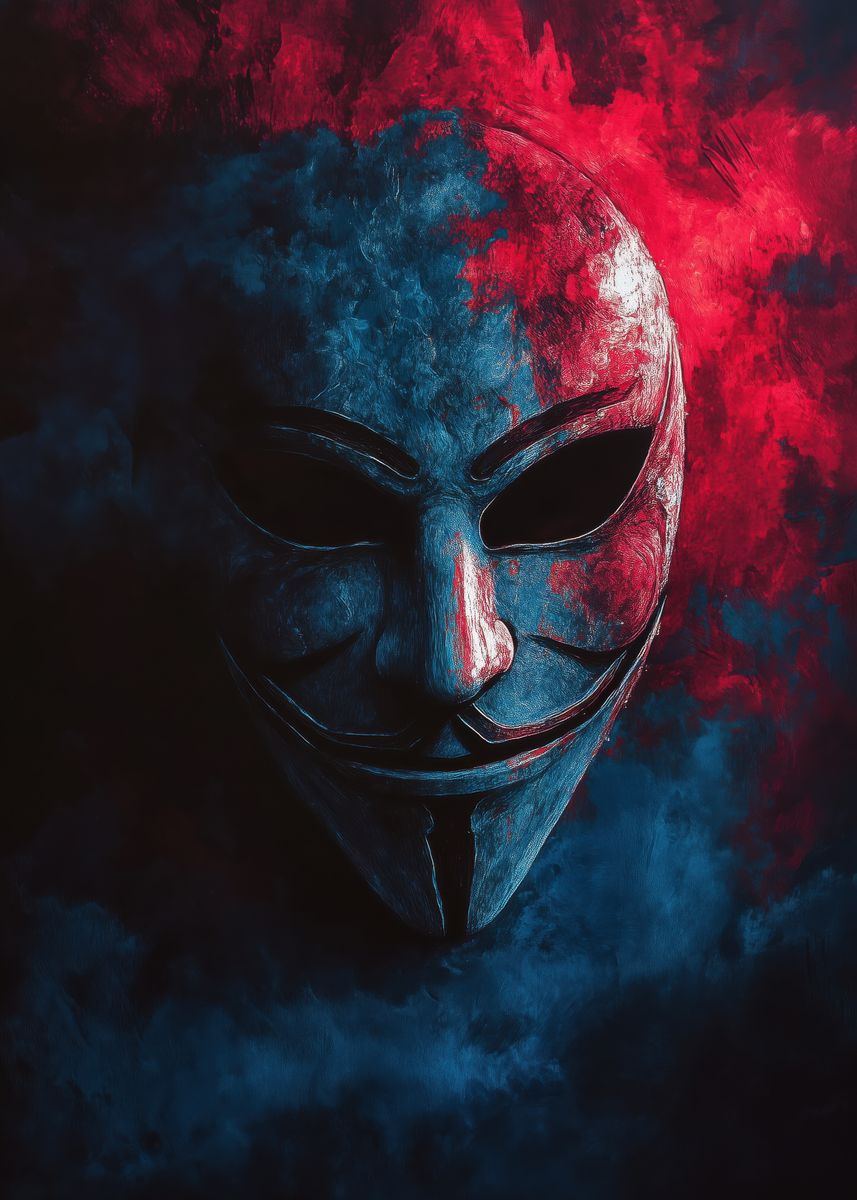 'Anonymous Mask in Smoke' Poster, picture, metal print, paint by ...