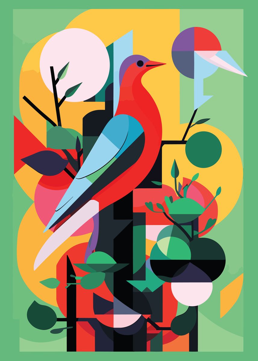 'Geometric Bird Art' Poster, picture, metal print, paint by Danny ...
